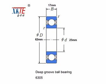 High quality XKTE brand rubber sealed 6305 2RS/C4 bearing for idler from china bearing manufacturer